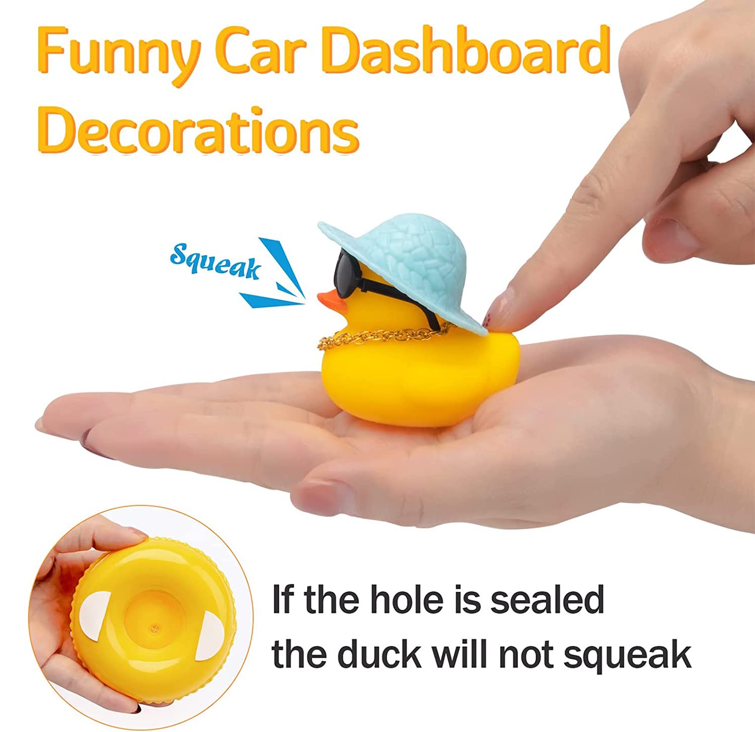 wonuu Car Rubber Duck Car Duck Decoration Dashboard Car Ornament for Car Dashboard Decoration Accessories with Mini Flower Hat Swim Ring Necklace and Sunglasses