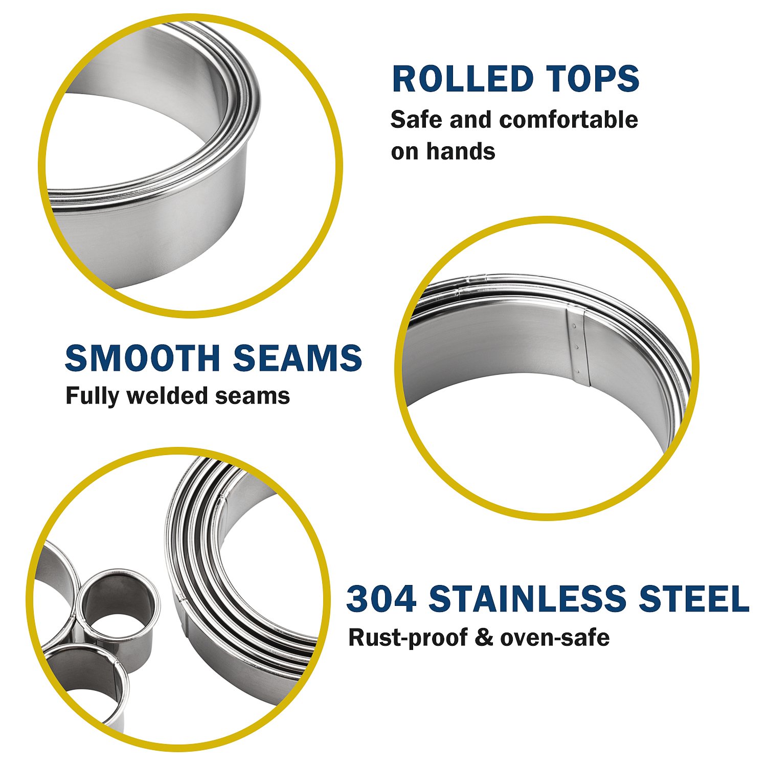 Round Cookie Cutters, Biscuit Cutter Set - 12 Pcs Stainless Steel Circle Cookie Cutters, Round Shapes Cookie Cutters for Baking, Round Set for pastry cutter, Donut Cutter, dough cutter, Ring Mold
