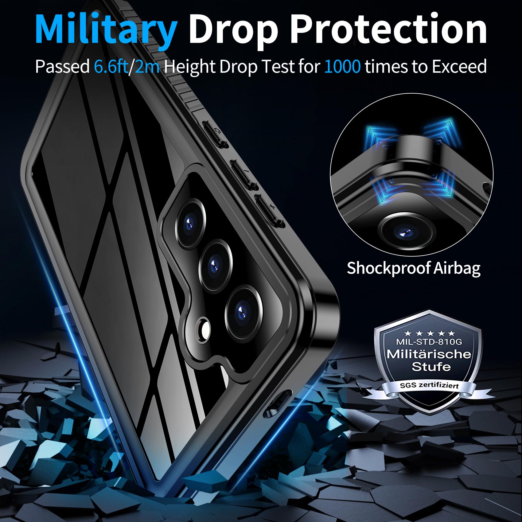 MOZOTER Designed for Samsung Galaxy S24 Case Waterproof,[IPX8 Underwater Case][Built-in Lens & Screen Protector][Full Body Shockproof][Military Drop Proof] for S24 Case,6.1 inch-Black