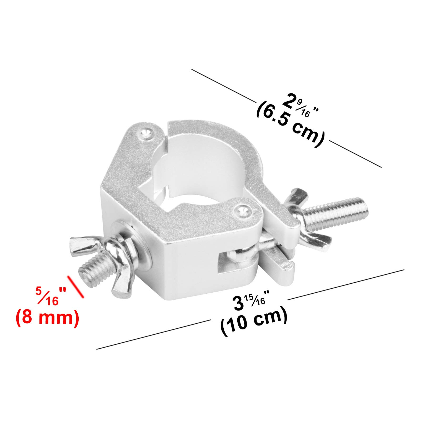 OTTFF 1-1/8 Inches Heavy Duty 220 lb Aluminum Truss Tube Clamps DJ Lighting Light O Clamps Hook Half Conical Coupler for Stage Moving Head Light Par Light Spotlight, 10 Pack