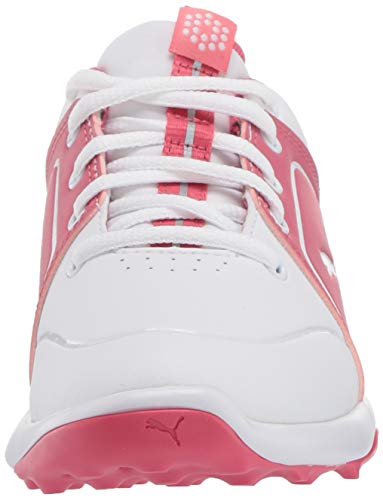 Puma Golf Unisex-Kid's Grip Fusion 2.0 Golf Shoe, Puma White-Rapture Rose, 5 M US Big Kid