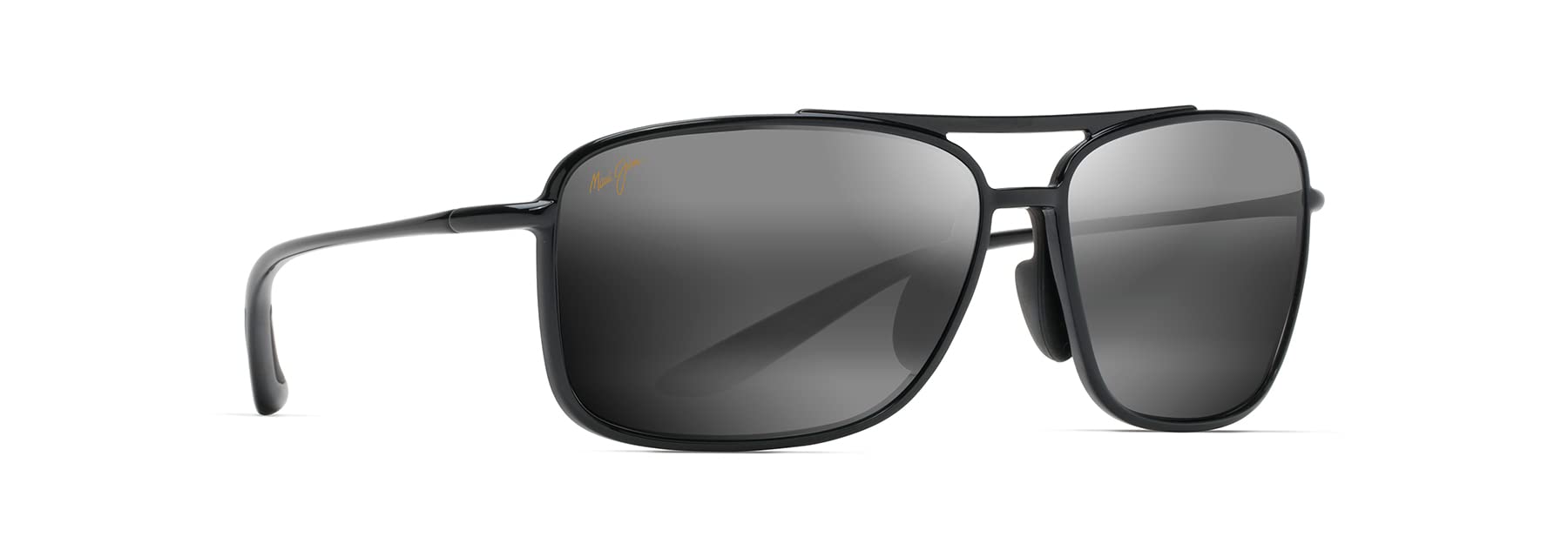 Maui Jim Men's and Women's Kaupo Gap Polarized Aviator Sunglasses, Black Gloss/Neutral Grey, Medium