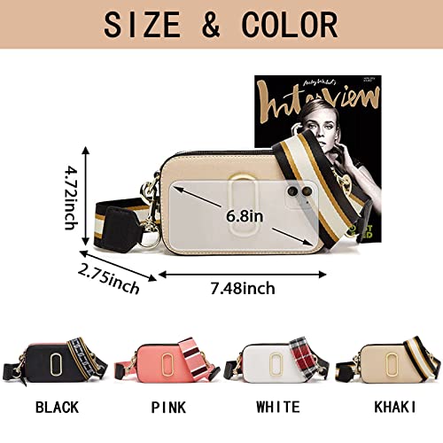 velocitybyte Crossbody Bags for Women,Small Crossbody purses Bag, Trendy Wide Strap Handbags, Leather Shoulder Bag With double layer zip (White)