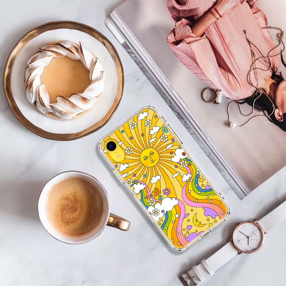 MOSNOVO Compatible for iPhone XR Case, Clear Cloud Pattern Print Design Girl Women with Transparent TPU Bumper Protective Hard Back Case Cover for iPhone XR