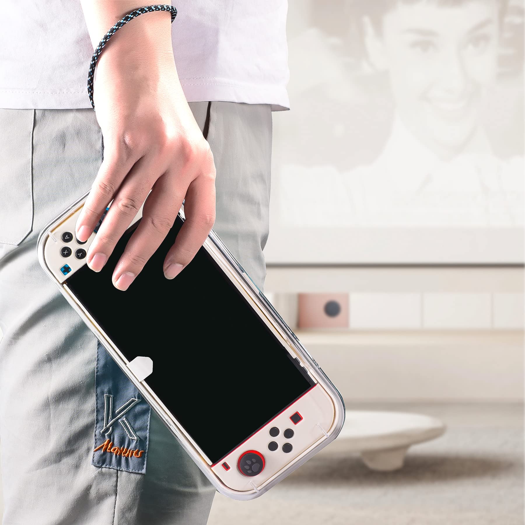 UYIYE Carry Case Compatible with Nintendo Switch/Switch OLED , Protective Hard Portable Travel Carry Case Brand new transparent carrying caseh,Perfect design, no odor, new experience (red)