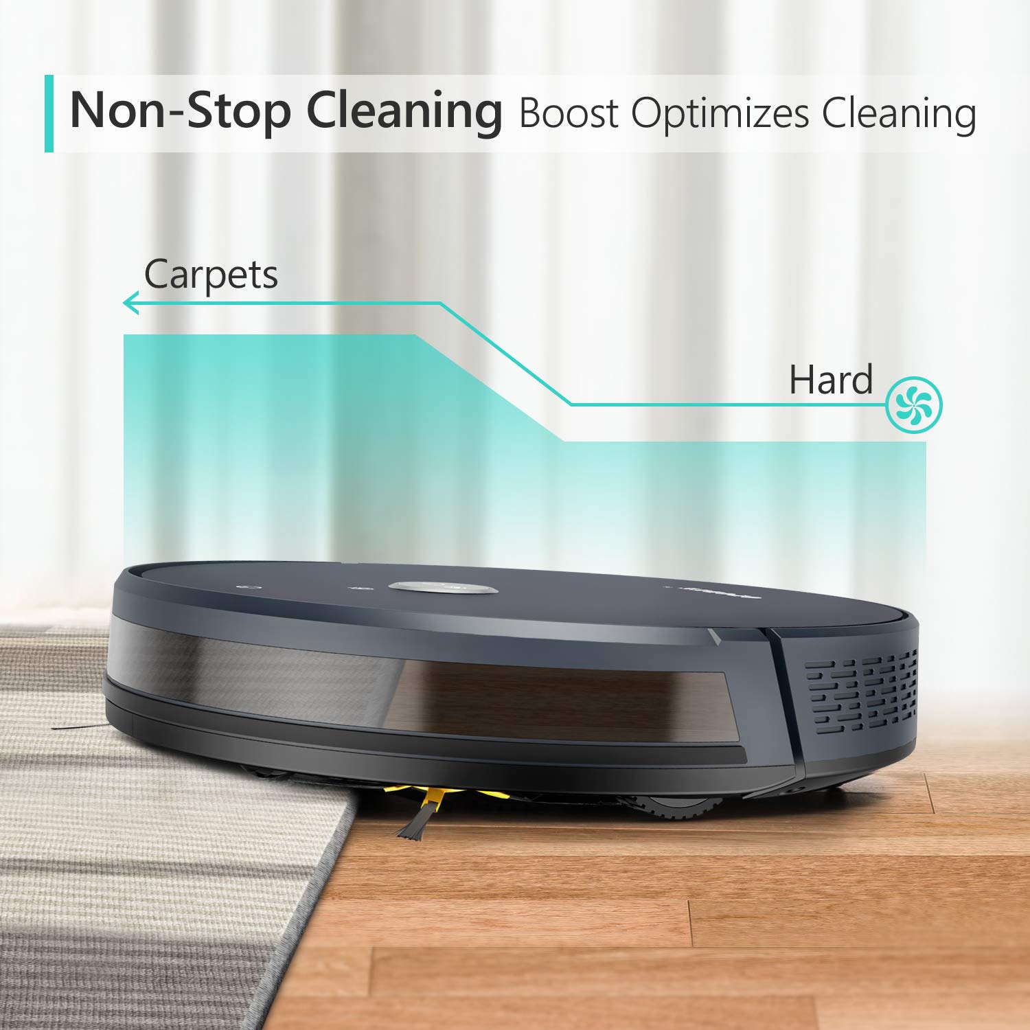 OPODEE Robotic Vacuum Cleaner, with 1800Pa Ultra Strong Suction, Pet Hair Cleaning, Smart Path Mapping, Self-Charging Sweeper, 2 Boundary Strips, Automatic Robot for Hard Floor, Low-Pile Hard Carpets