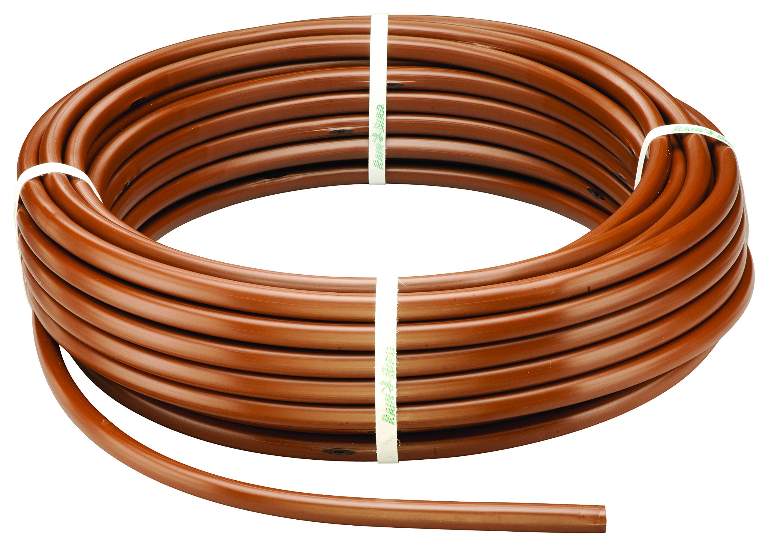 Rain Bird ET63-100S Drip Irrigation Pressure Compensating 1/2" (0.634" OD) Emitter Tubing, 18" Emitter Spacing, 100' Roll, Brown