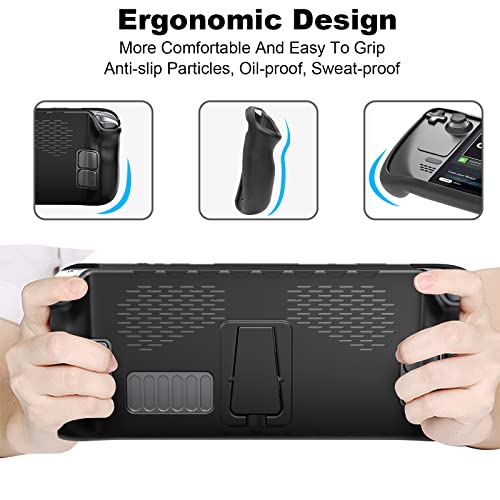 Tangaroa Steam Deck Case with Kickstand Steamdeck Case Accessories, Adjustable Protective Case for Steam Deck Protector, TPU Soft Cover - Shock-Absorption, Non-Slip, Anti-Scratch, Ergonomically