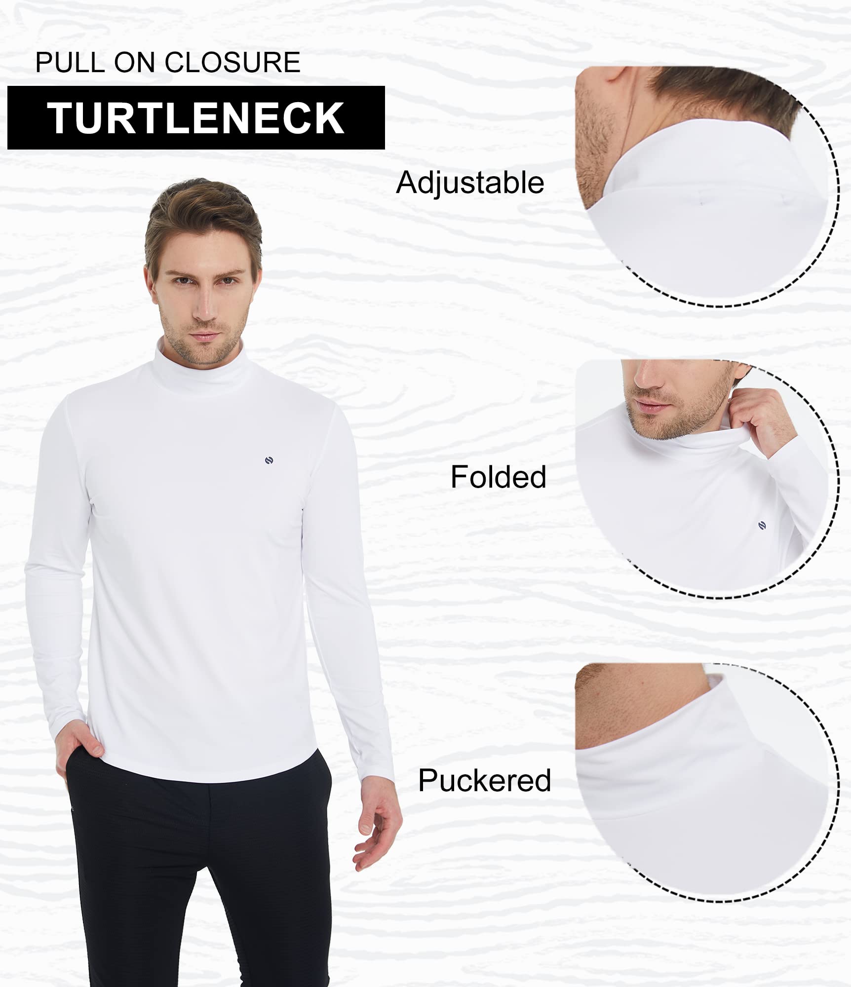 SSLR-Thermal-Shirts-for-Men-Turtleneck Long Sleeve Shirts Fleece Lined Winter Slim Fitted Mock Neck Base Layer (X-Large, White)