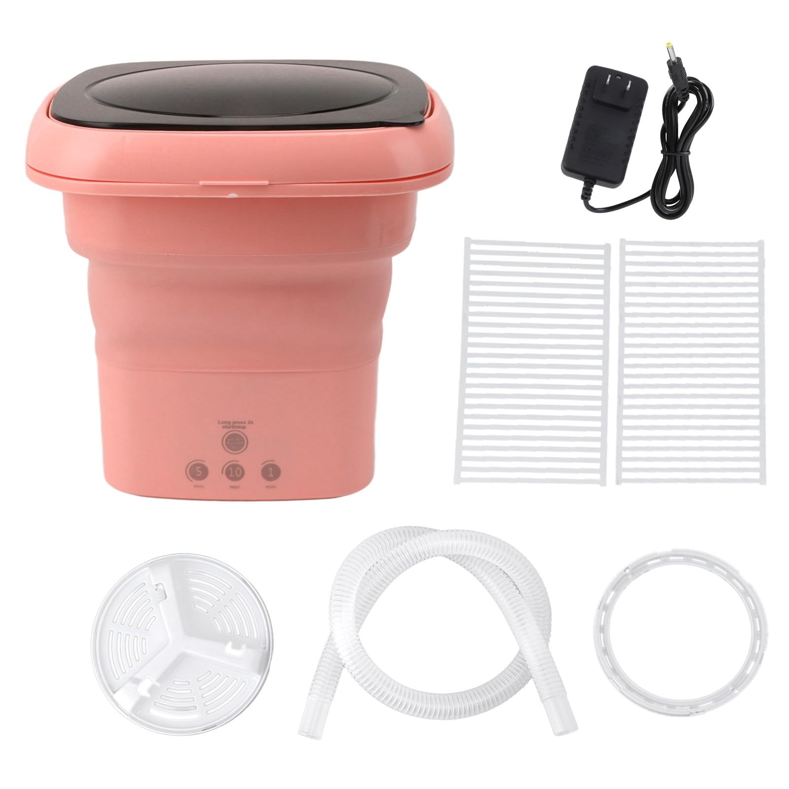 Mini Folding Bucket Washer, Foldable Washing Machine Portable Bucket Laundry Washer for RV Travel Apartment 100 to 240V (US Plug)