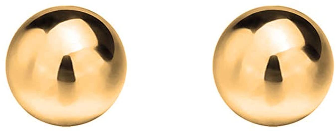 Savlano 14K Gold Ball Stud Earrings For Women - Made in Italy Comes With Savlano Gift Box (Yellow, 5mm)