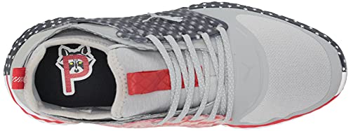 PUMA Men's Ignite Pwradapt Caged USA Golf Shoe, High Rise-Navy Blazer-High Risk Red, 9