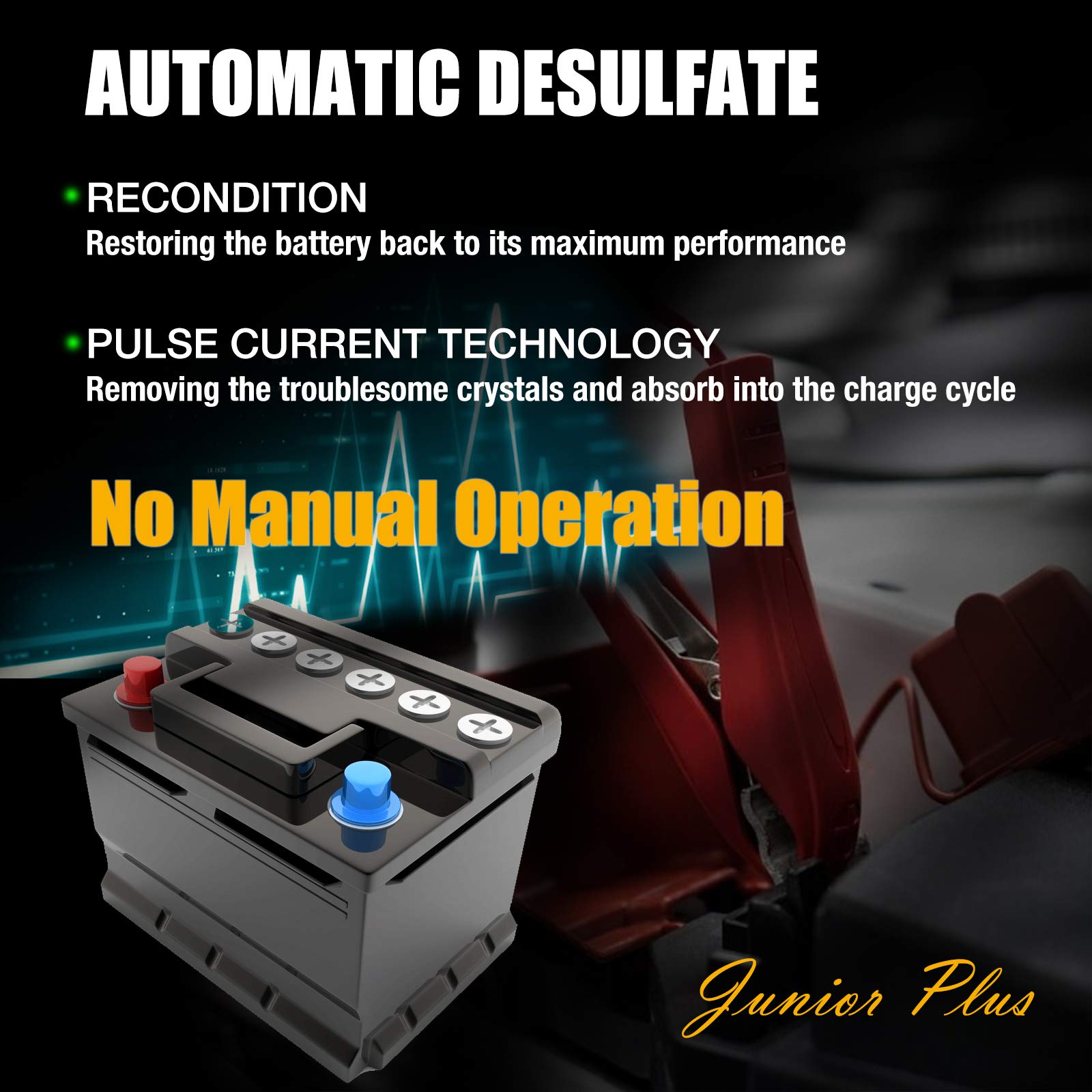 MOTOPOWER MP00205C 12V 800mA Automatic Battery Charger, Battery Maintainer, Trickle Charger, and Battery Desulfator