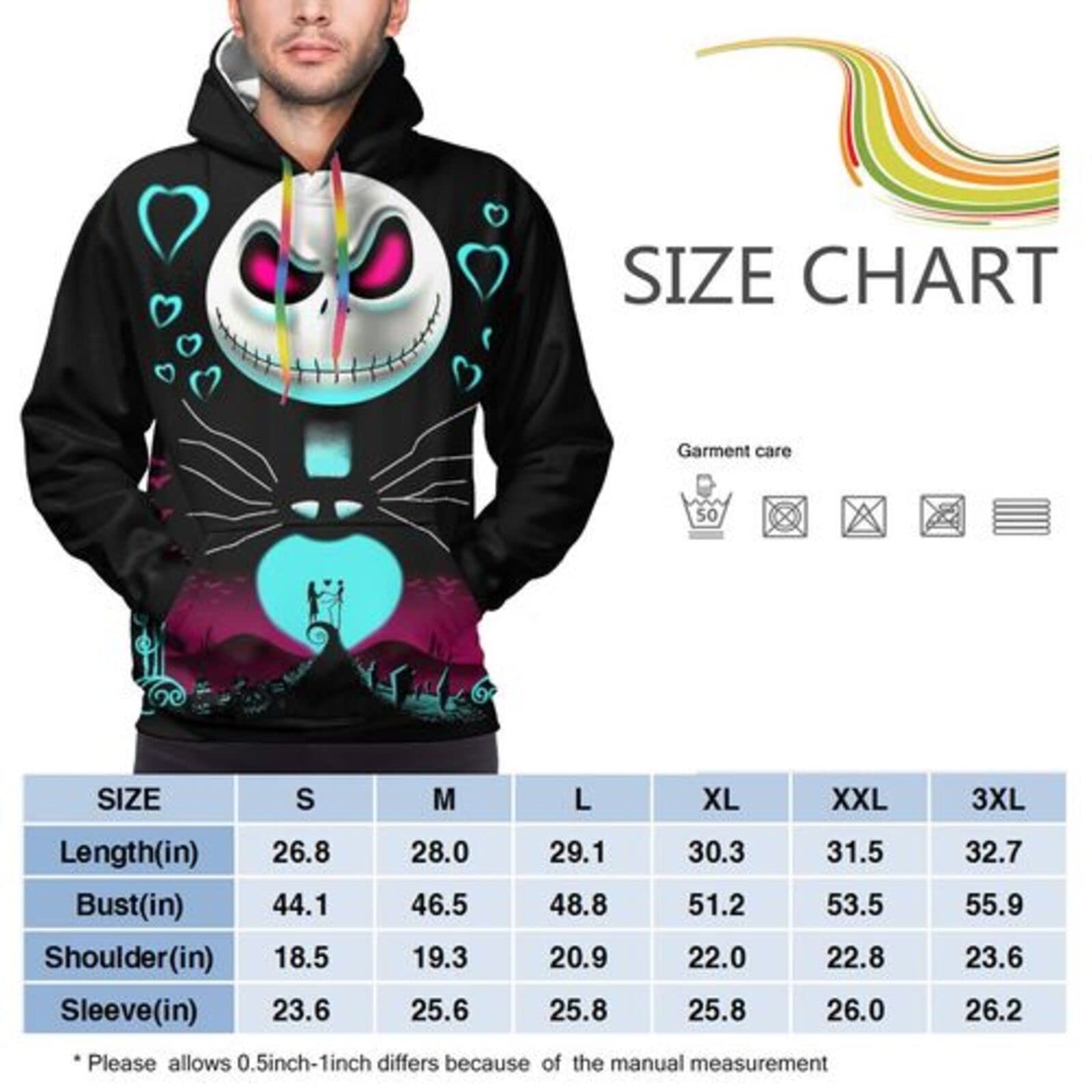 Men's and women's Christmas hoodie Jack novelty hoodie 3d Print Sweatshirts casual pullover 4-XX-Large