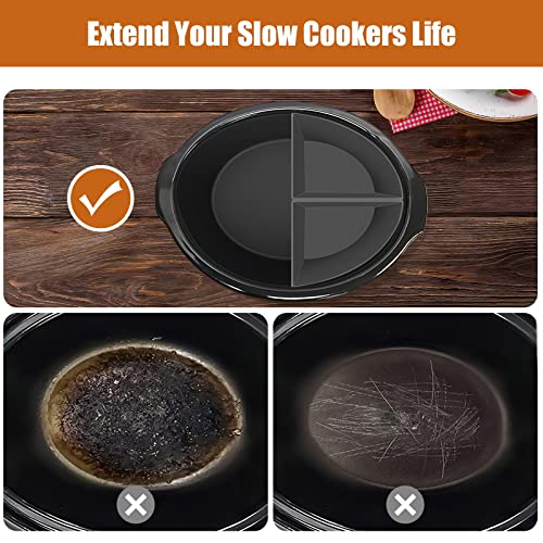 Slow Cooker Liners, Silicone Slow Cooker Divider Insert Fit 6QT Slow Cooker, Reusable & Leakproof, Easy Clean & Dishwasher Safe,BPA Free (4 Count, Grey)
