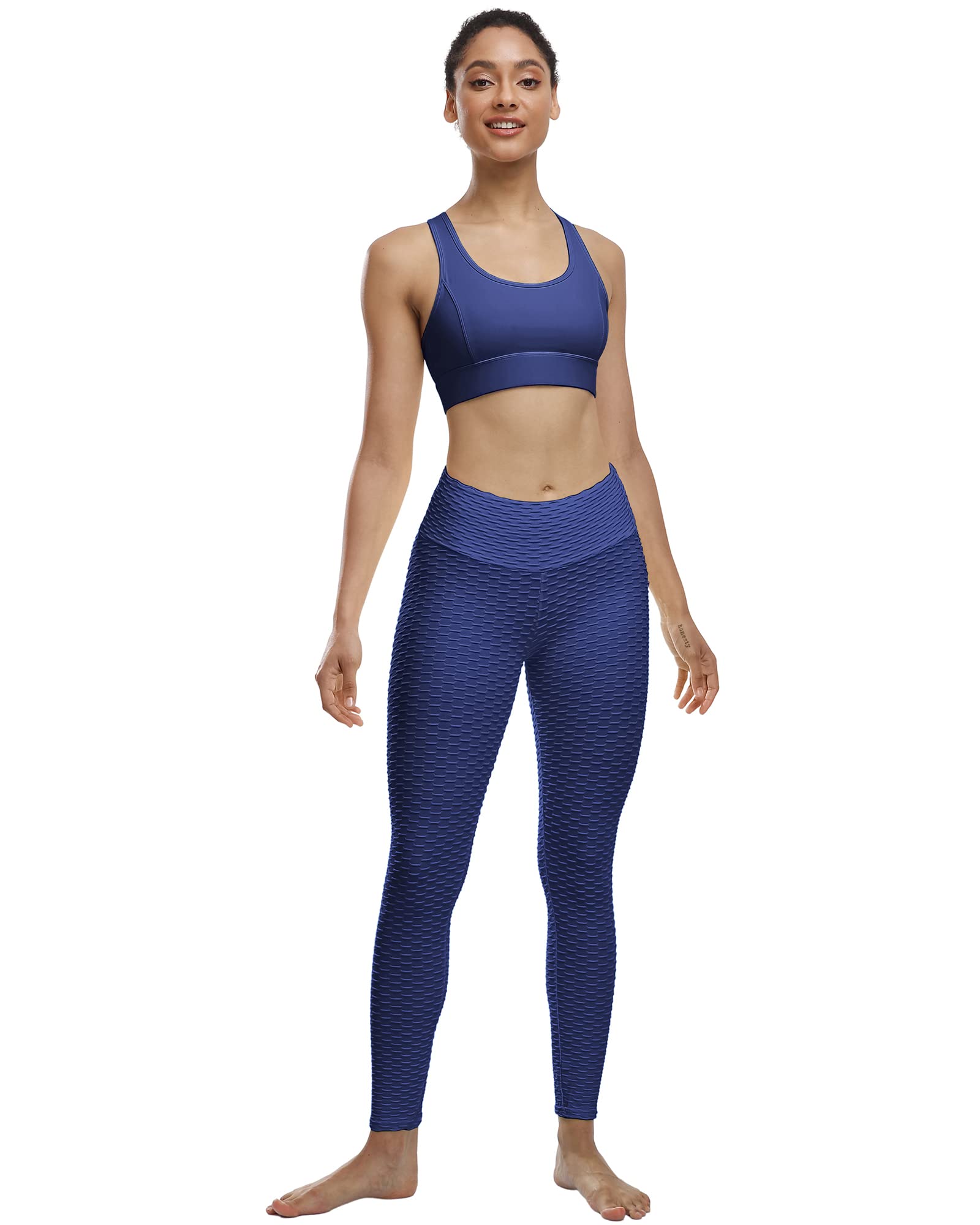 NORMOV Butt Lifting Anti Cellulite Leggings, Scrunch Butt Peach Booty Lifting Leggings for Women(Navy, L)