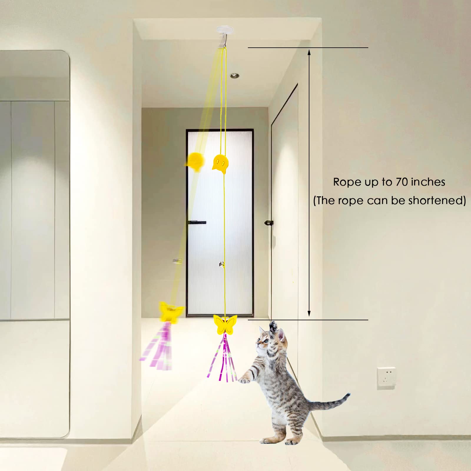 Mitubati Cat Toys Indoor Hanging Door Retractable Bird Cat Toy for Kitten Fun Exercise Interactive String Feather Cat Toys for Hunting Chase (6 Pack)