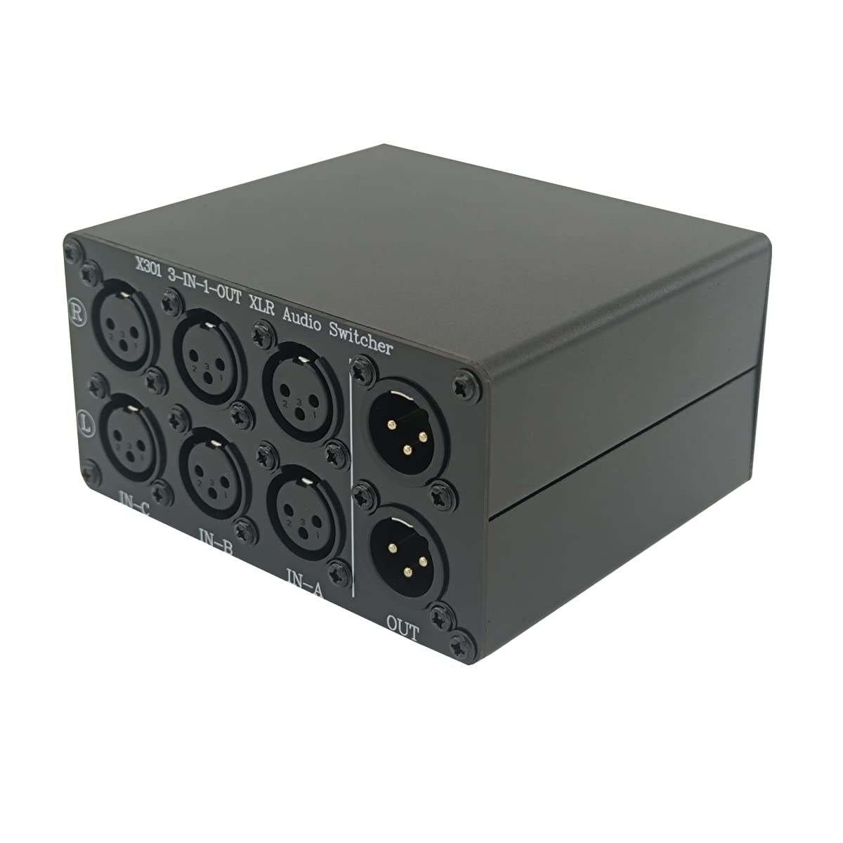 SOLUPEAK 3-Way XLR Stereo Audio Switch Box, Balanced Audio Converter, Passive Signal Source Audio Input Selector Switcher Splitter Box 3 in 1 Out (X301)