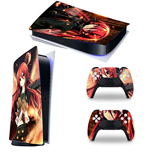playstation 5 Skin Set – Flame Girl - HD Printing Vinyl Skin Cover Protective for PS5 Console and 2 PS5 Controller ( Only fit PlayStation 5 regular)