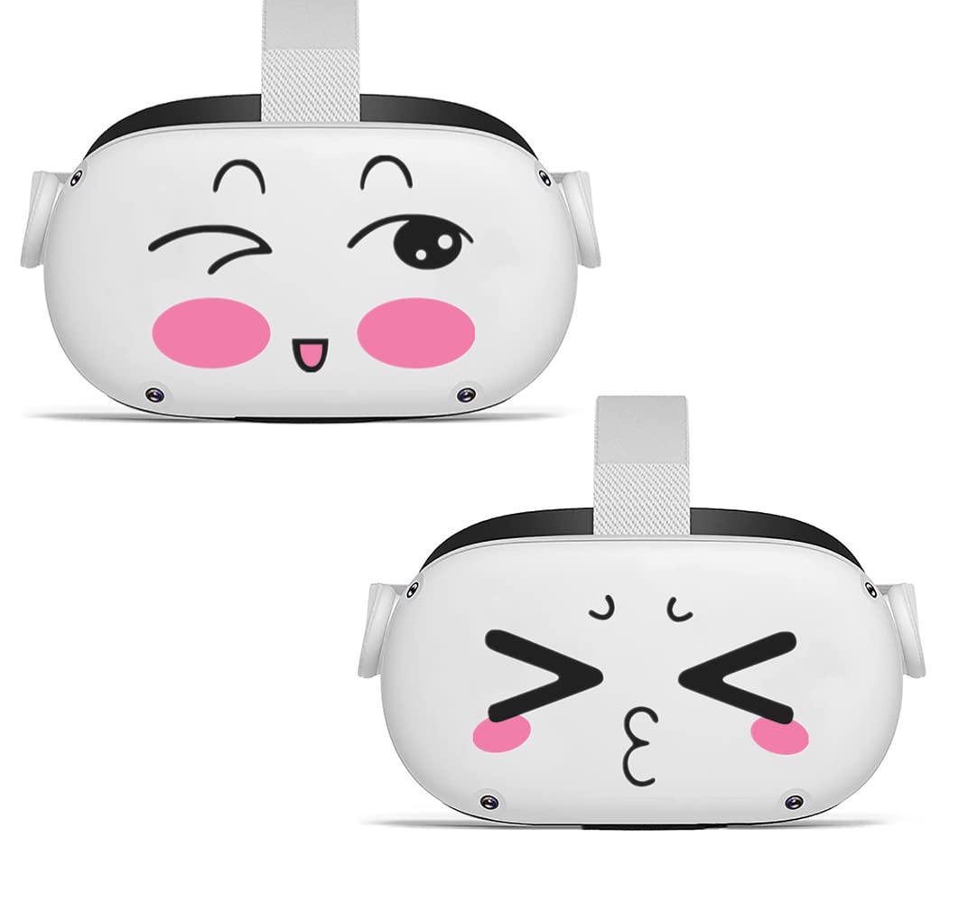 Stickers Fashion Skin Cute Wink Decals for Quest 2 VR Headset Controller Protector 2Pack