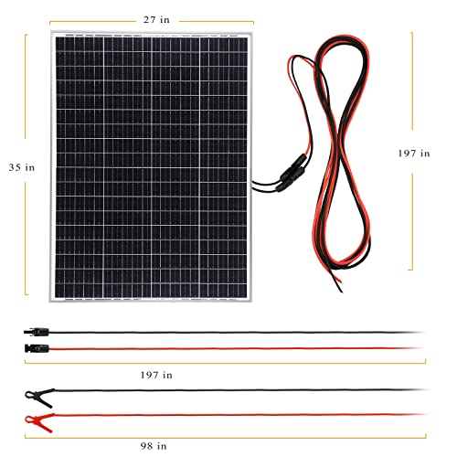 YAARZAR 100 Watt 12V Solar Panel Kit with Adjustable Solar Panels Tilt Mount Brackets and 30A 12V/24V PWM Solar Charge Controller for 12V Battery RV Boat Homes and Any Off-Grid Applications