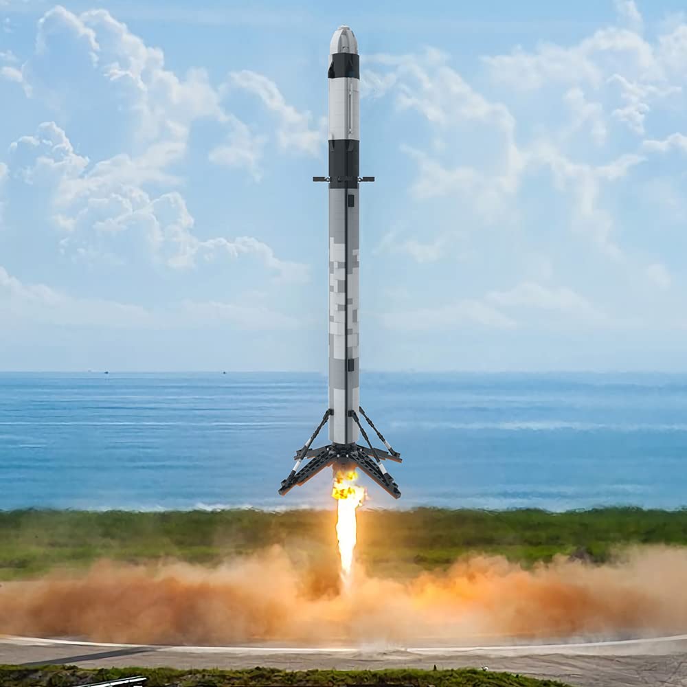 Sayotoo Space Launch System Ultimate Falcon 9 Rocket Building Kit, 860 Pieces Launch Vehicle Falcon 9 Building Set, Falcon 9 Model Building Blocks Toys, Education Outer Space Rocket for Kids Adults