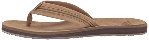 Quiksilver mens Carver Leather Flip Flop Sandal, Tan - Solid, 12 US