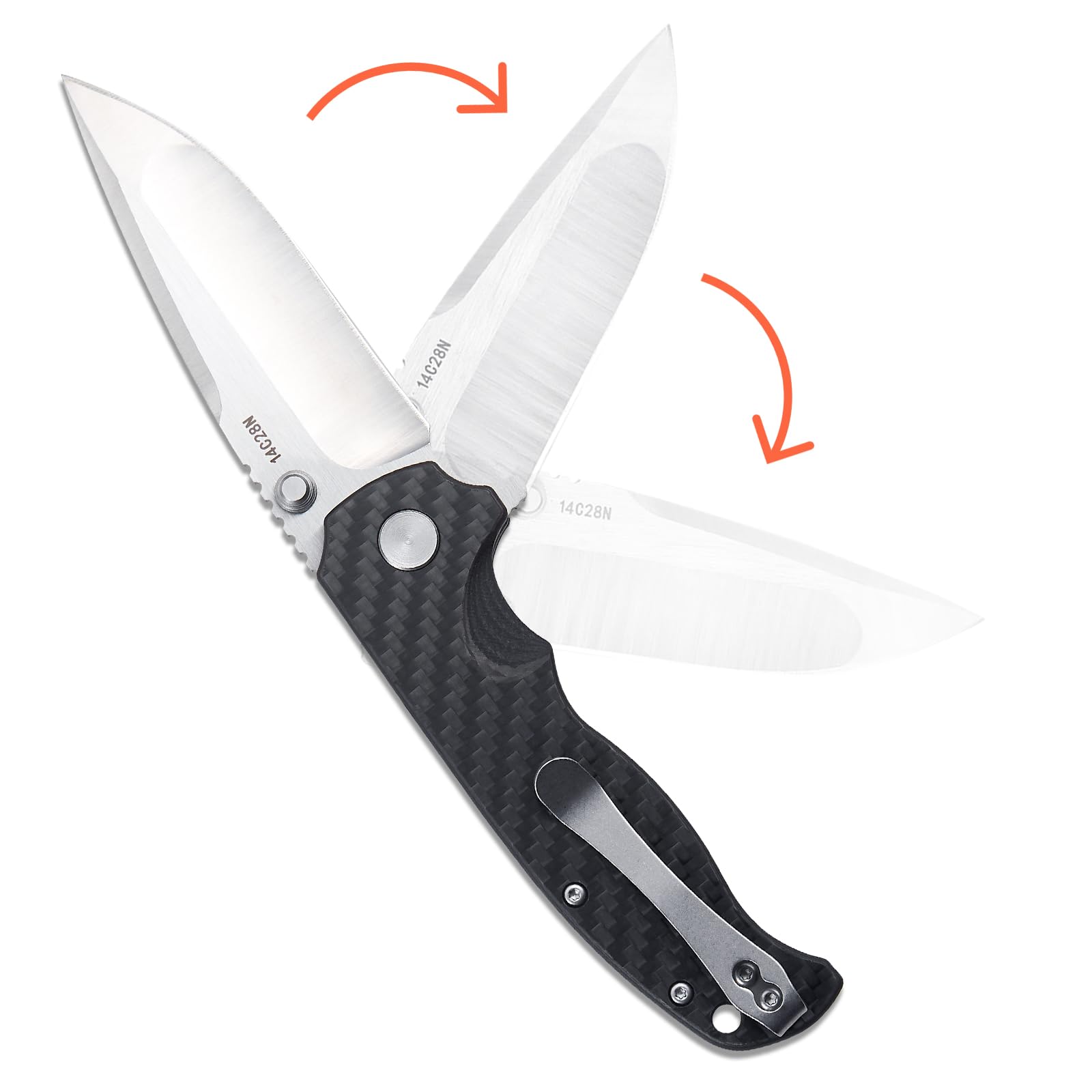 Monikala Pocket Knives & Folding Knives, 3.4" Carbon Fiber Pocket Knife Set, Liner Lock Pocket Knife, 14C28N Blade, Superior Pocket Knife for Women Man, Folding Pocket Knife for Chritmas Gift