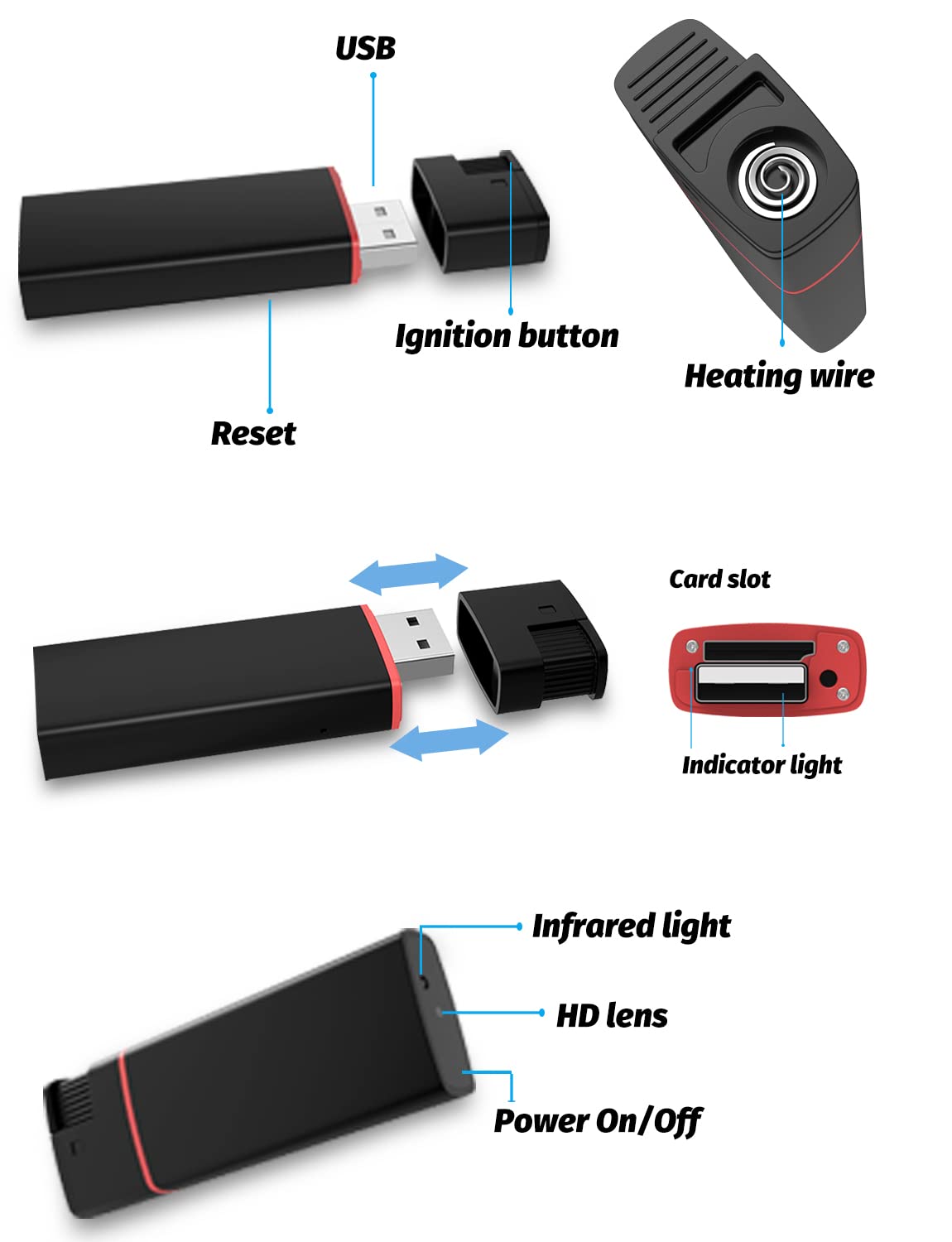 YVOER Lighter spy Camera, Hidden Camera with HD 1080p,Spy Camera Hidden Camera,Nanny Cam,Spy Cam,Hidden Cam,Mini Camera for Meeting