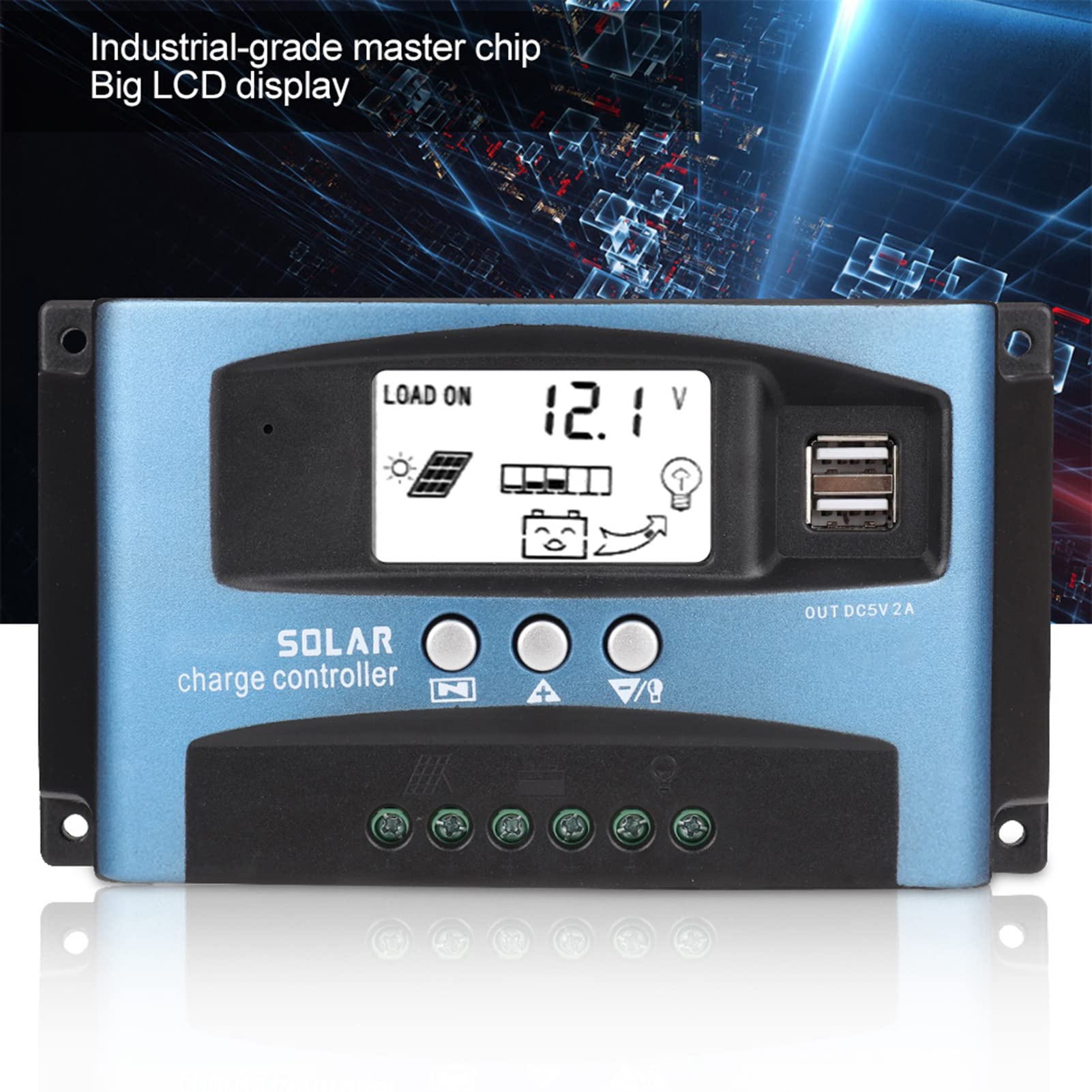 Senyar Solar Charge Controller, MPPT 40/50/60/100A Solar Charge Controller Dual USB LCD Display olar Charge Regulator Battery Renewable Energy Controllers 12V 24V(100A)