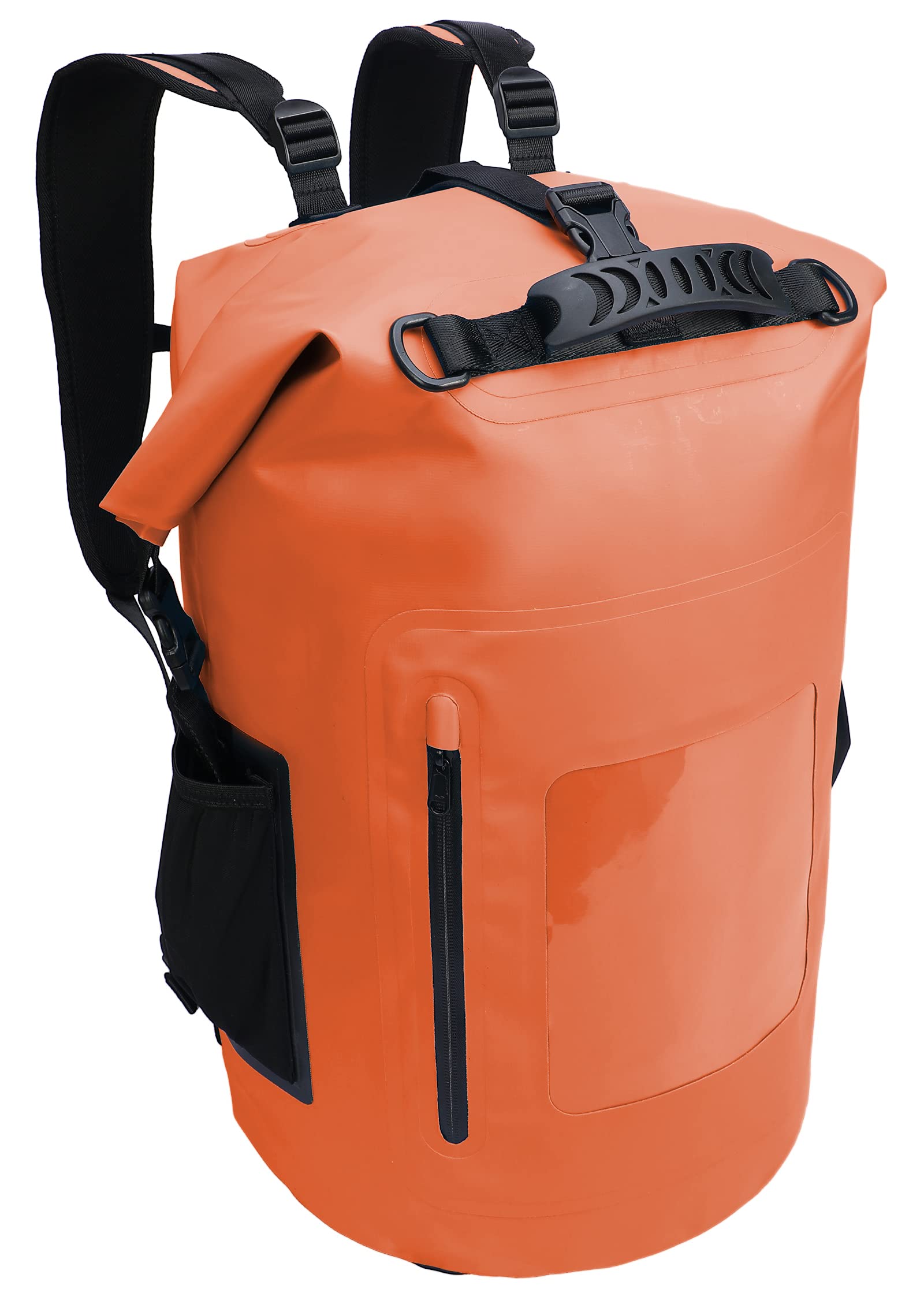 Nepest Waterproof Dry Bag Heavy Duty Roll Top Floating Dry Backpack with Easy Access Front Zipper Pocket for Kayaking,Boating,Rafting,Hiking,Camping,Beach,Orange 40L