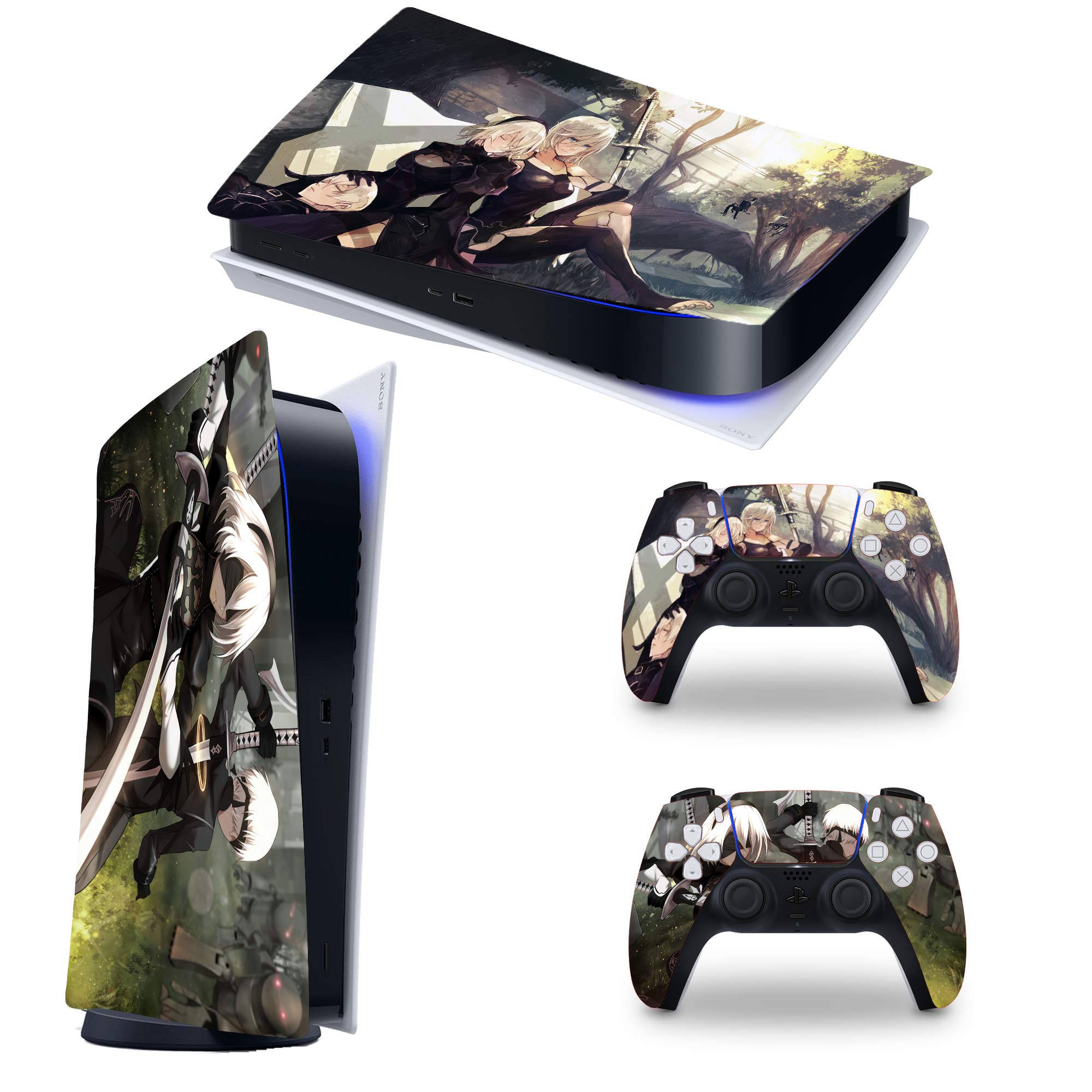 PlayStation 5 Skin Set – Nier - HD Printing Vinyl Skin Cover Protective for PS5 Standard Edition Console and 2 PS5 Standard Edition Controller