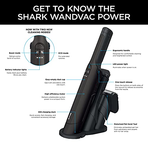 Shark WV403BR Cordless Hand Vacuum WANDVAC PRO, Ultra-Lightweight & Portable with Powerful Suction & Tools for Pets, Made for Car & Home, Dark Chocolate Brown