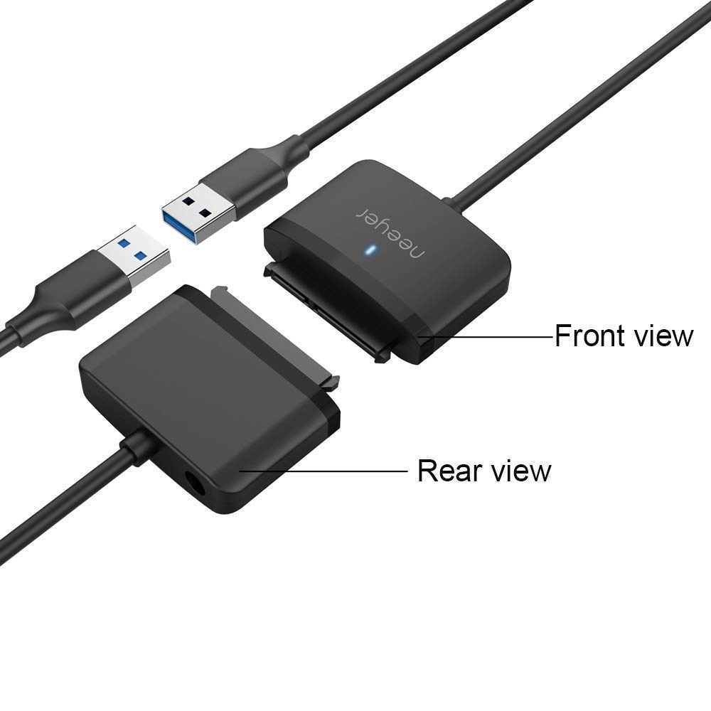 Neeyer SATA to USB 3.0, SATA III Hard Drive Adapter Cable for 3.5/2.5 Inch HDD/SSD with 12V/2A Power Adapter, 20 Inch…