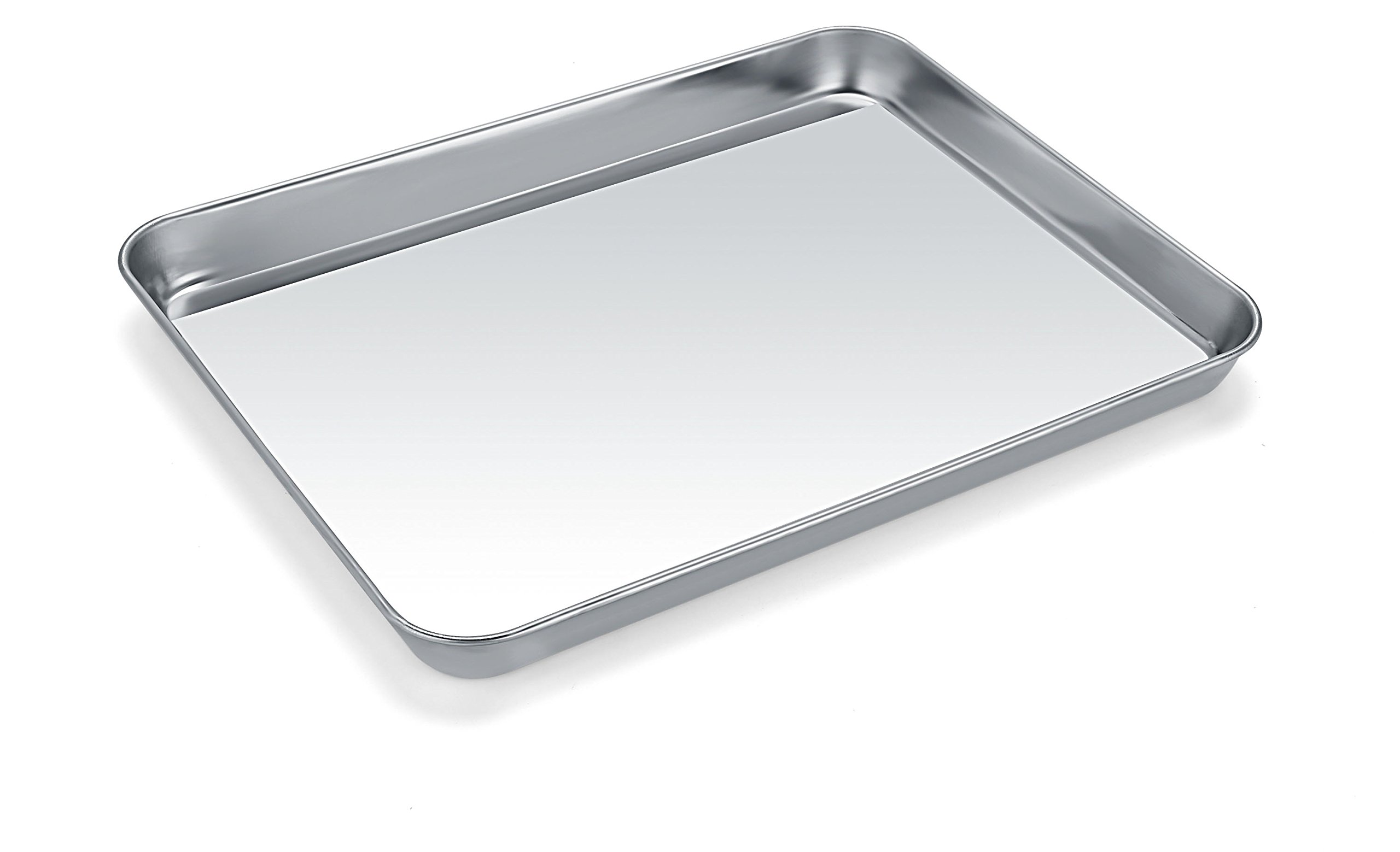 Small Baking Sheets Pans, HOHUNGF Mini Stainless Steel Cookie Sheets & Toaster Oven Tray Pan,Non Toxic & Healthy,Superior Mirror Finish & Easy Clean, Dishwasher Safe, 9.4 x 7x 1 inch, Silver, 9.4inch