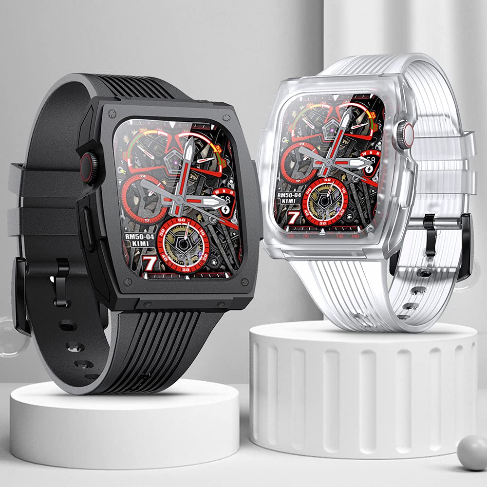 NotoCity Compatible with 42mm/44mm Apple Watch Matte Black Uni-body TPU Band for Apple Watch SE/Series 6/5/4, Black Buckle