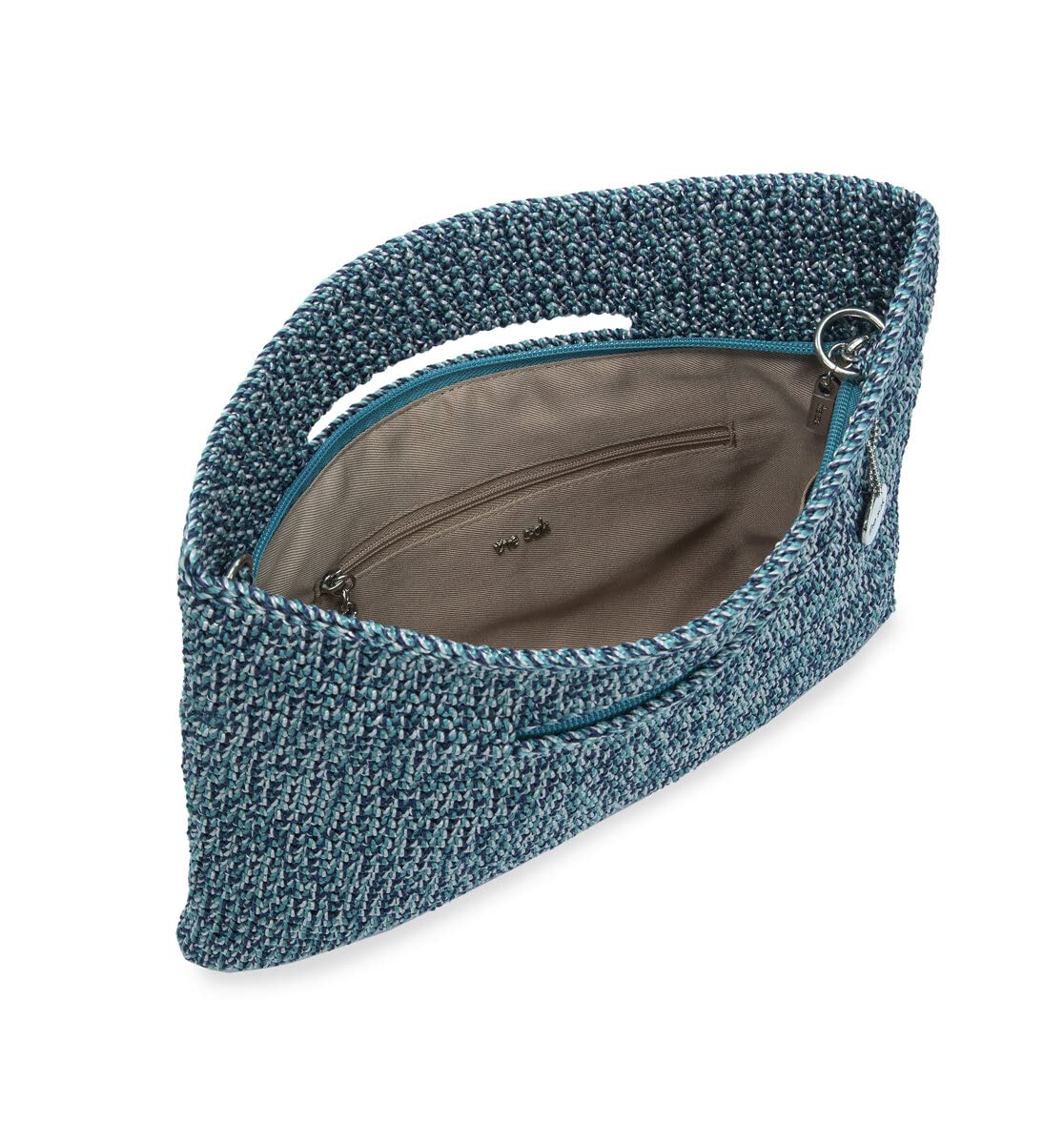 The Sak Linden 3-in-1 Convertible Crossbody Bag in Crochet, Adjustable & Removable Straps, Azure Static