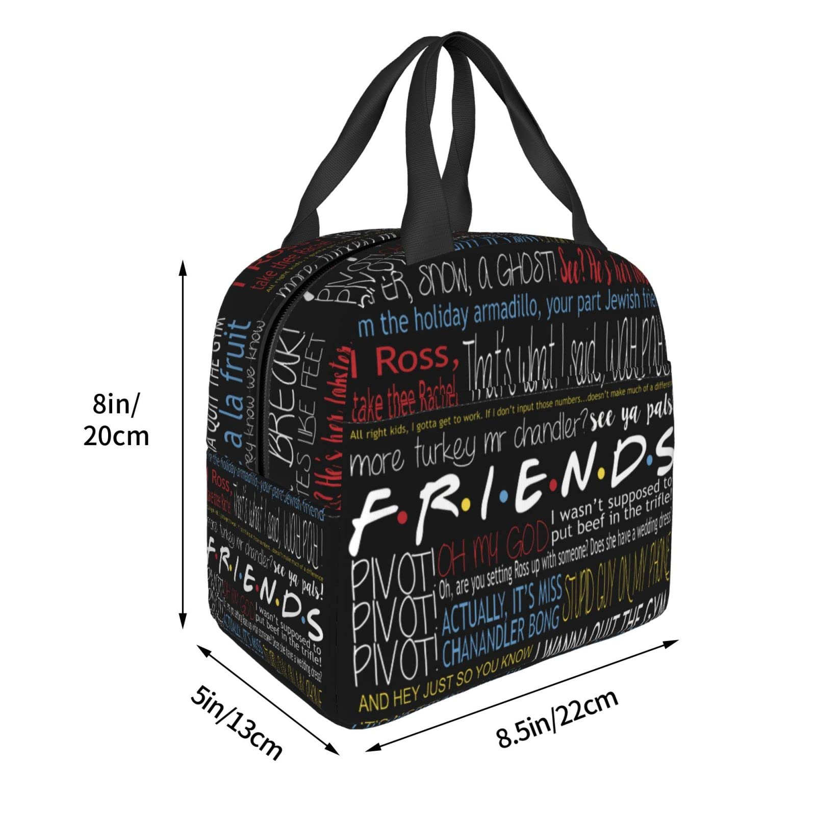 Taiherdail TV Show Lunch Box Insulated Lunch Bag Portable Tote Bag for Office Work Gift, Black-1, One Size