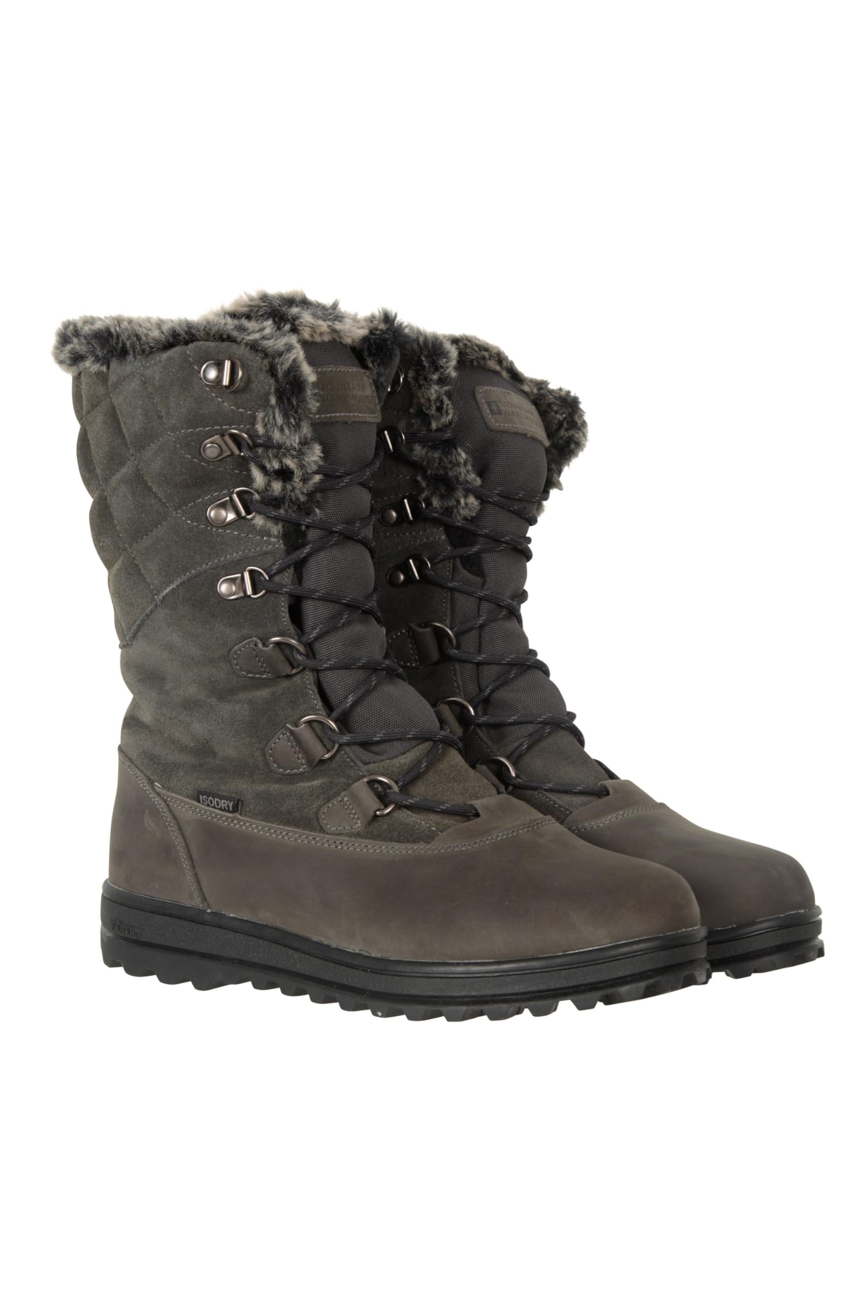 Mountain Warehouse Vostock Womens Snow Boots - IsoDry & Vibram Sole Grey Womens Shoe Size 8 US
