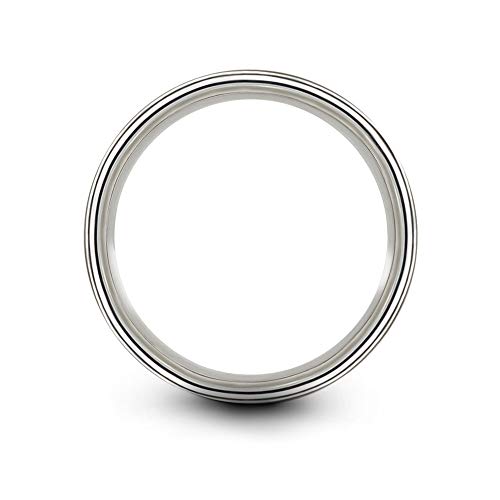 P. Manoukian Tungsten Carbide Wedding Band Ring 8mm for Men Women Black Offset Line Grey Interior with Flat Cut Brushed Polished Comfort Fit Anniversary Size 15