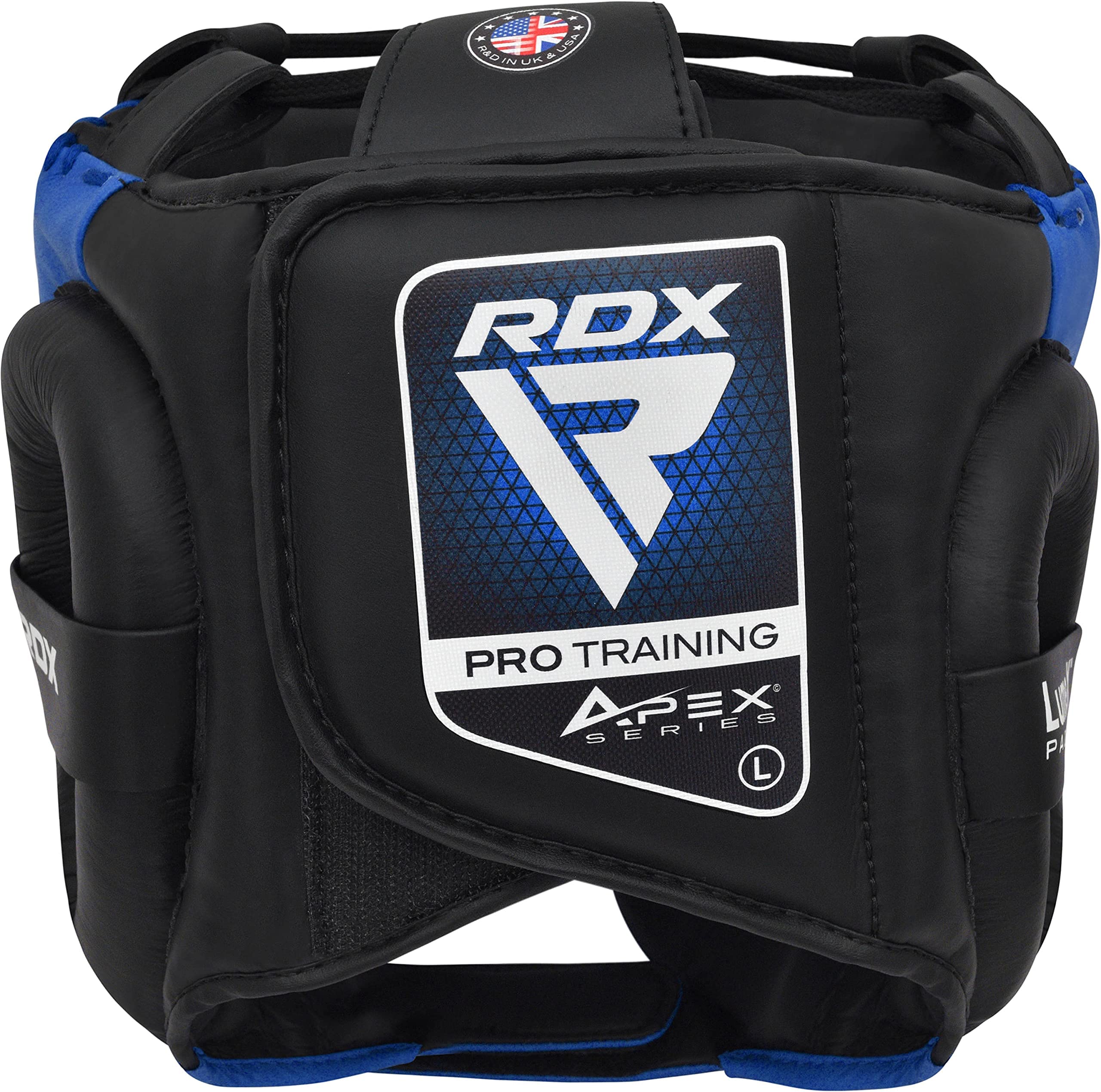 RDX Headgear for Boxing and MMA Training, Maya Hide Leather APEX Series Headgear Kickboxing, Martial Arts Grappling Taekwondo Sparring Helmet Head Wear