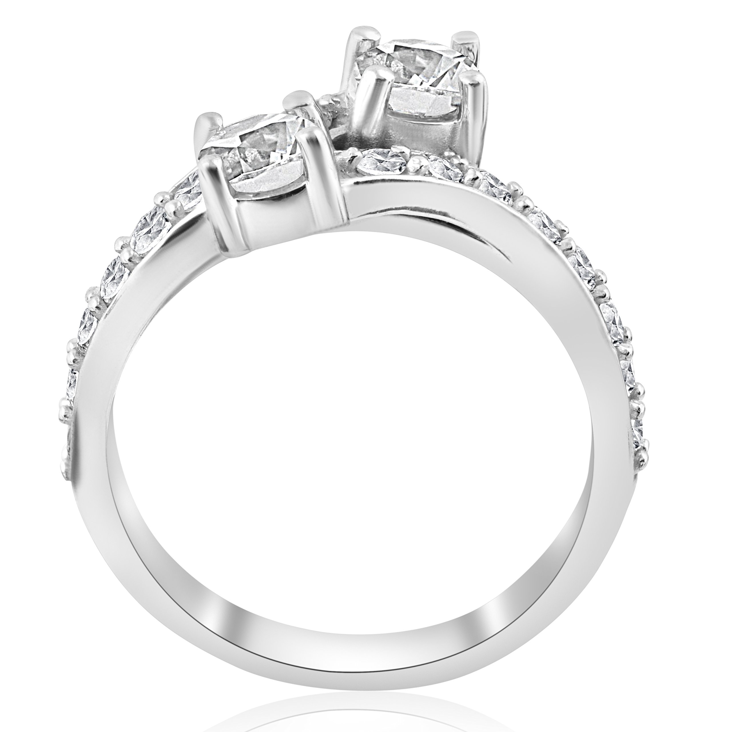 P3 POMPEII3 2ct Diamond Forever Two Stone Solitaire Engagement Ring Wedding Set White Gold - Size 6.5