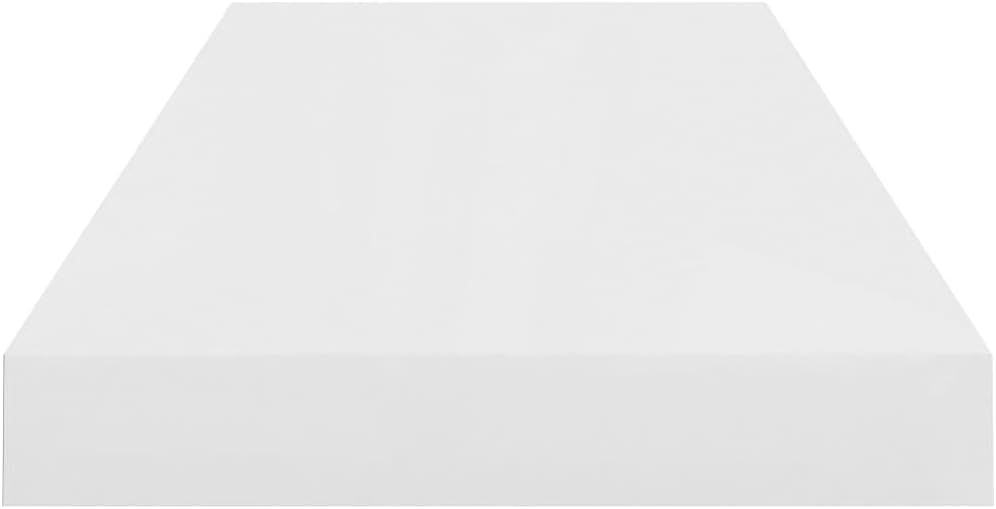 vidaXL Set of 4 High Gloss White Floating Shelves - Durable Honeycomb MDF with Metal Frame - 23.6"x9.3"x1.5"