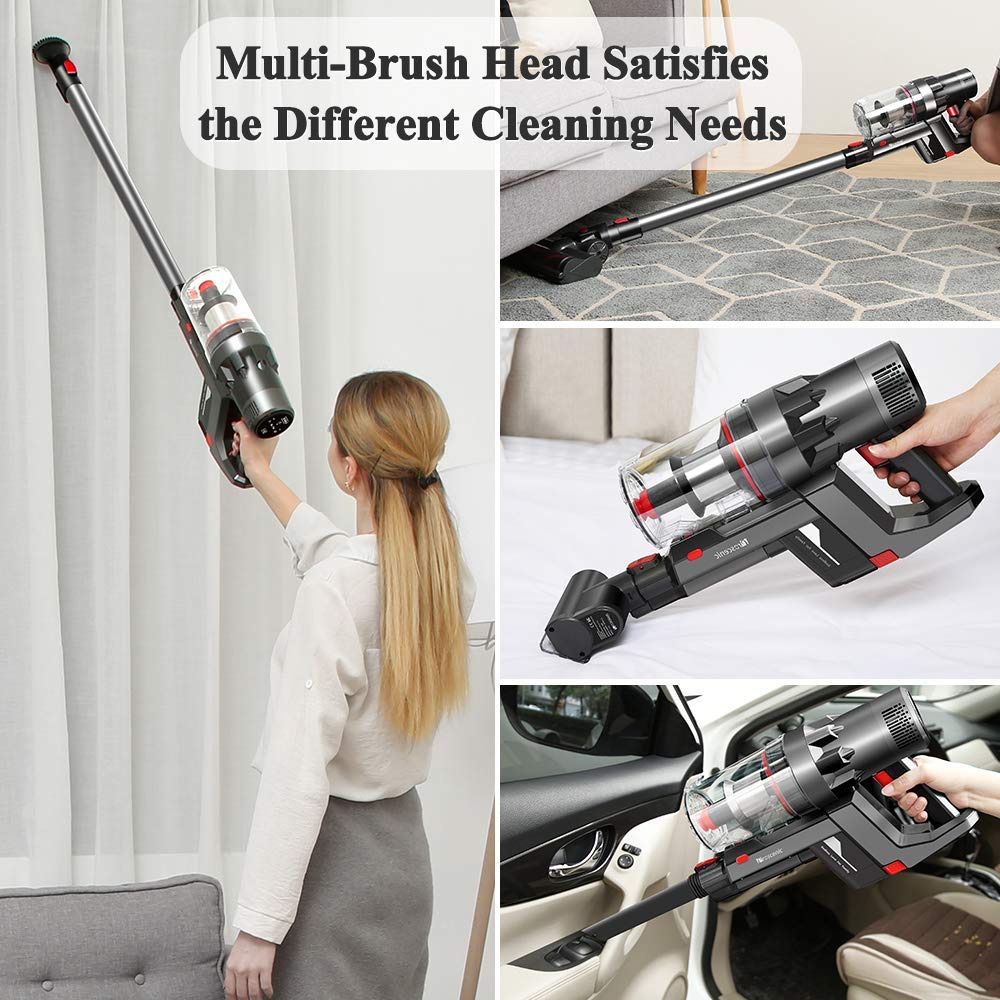 Proscenic P11 Cordless Cleaner, 450W Stick Vacuum with 25000pa Powerful, Touch Screen, Removable Battery, 3 Adjustable Suction Modes for Hardfloor/Carpet/Pet Hair, Gray