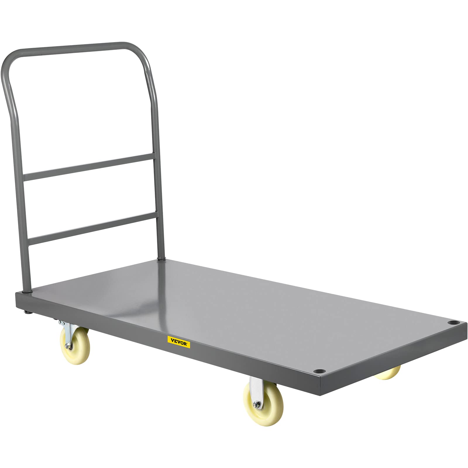 VEVOR Heavy-Duty Platform Truck, 2000 LBS Steel Flatbed Cart, 47" L x 24" W x 32" H Flat Dolly, Hand Trucks with 5" Nylon Casters, Movable Utility Push Carts for Luggage Moving, Shopping