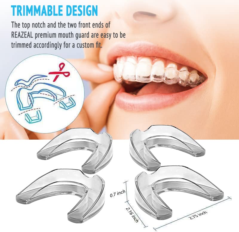 Mouth Guard for Grinding Teeth at Night: Moldable Dental Guard for Sleeping 4 Pack/One Size