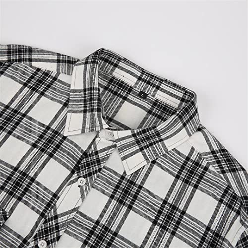 Men's Plaid Shirt Casual Street Stripe Textured Top M512-GN XL