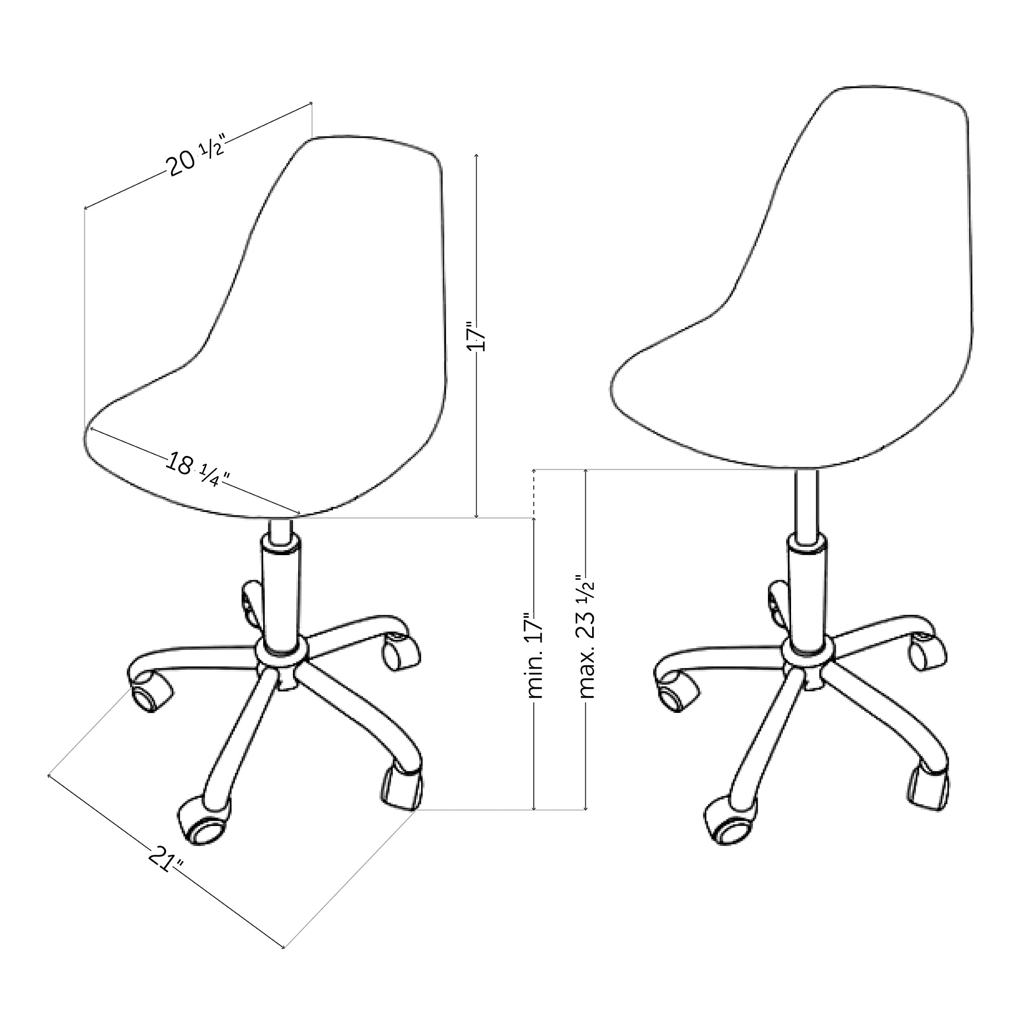 South Shore Annexe Acrylic Office Chair with Wheels, Translucent