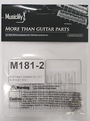 Musiclily Metal Vintage String Guides String Trees Retainers for Fender Strat Tele Style Electric Guitar, Chrome(Set of 2)
