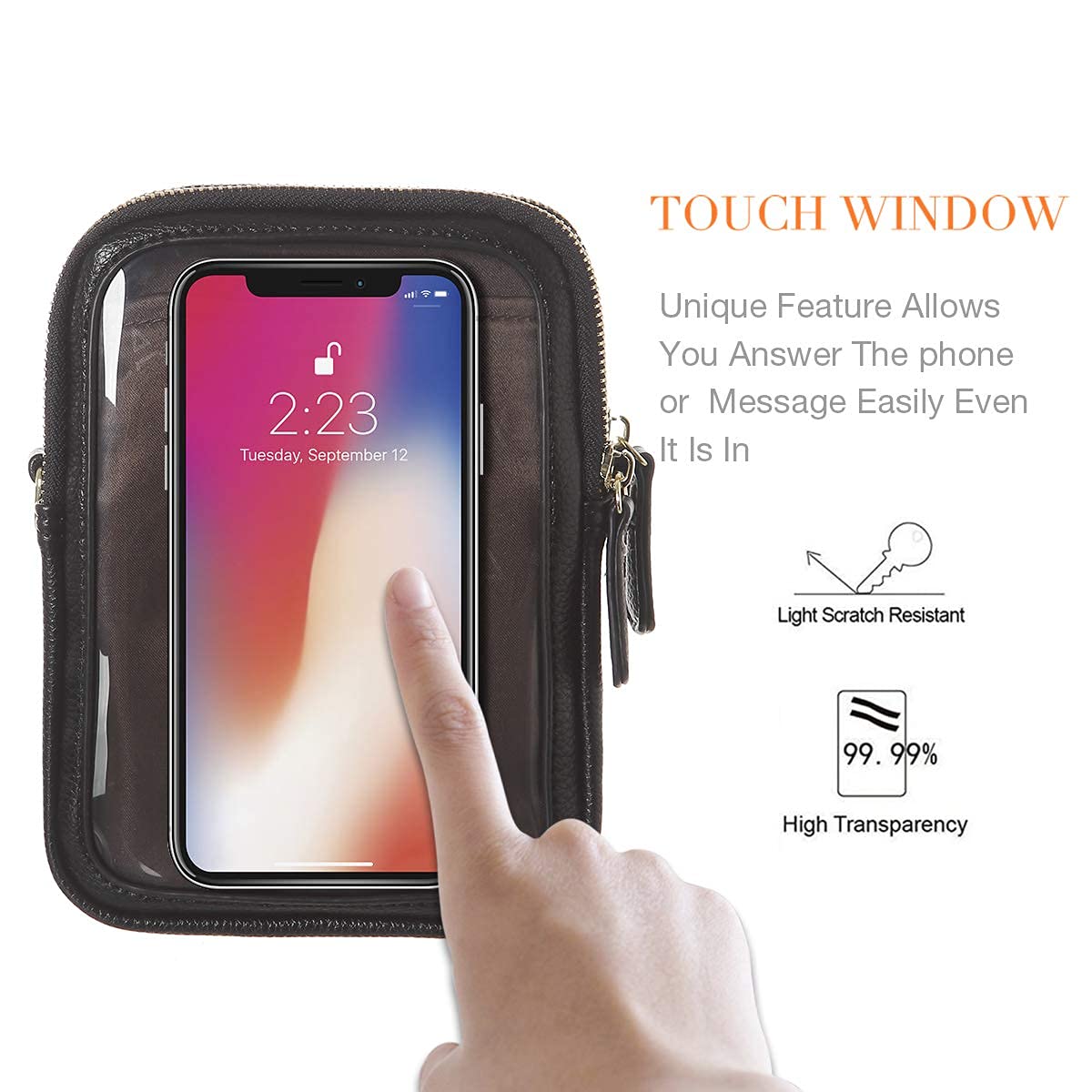 MINICAT Small Crossbody Bags Blocking Card Slots Cell Phone Purse Wallet for Women(Touch Screen-Black)